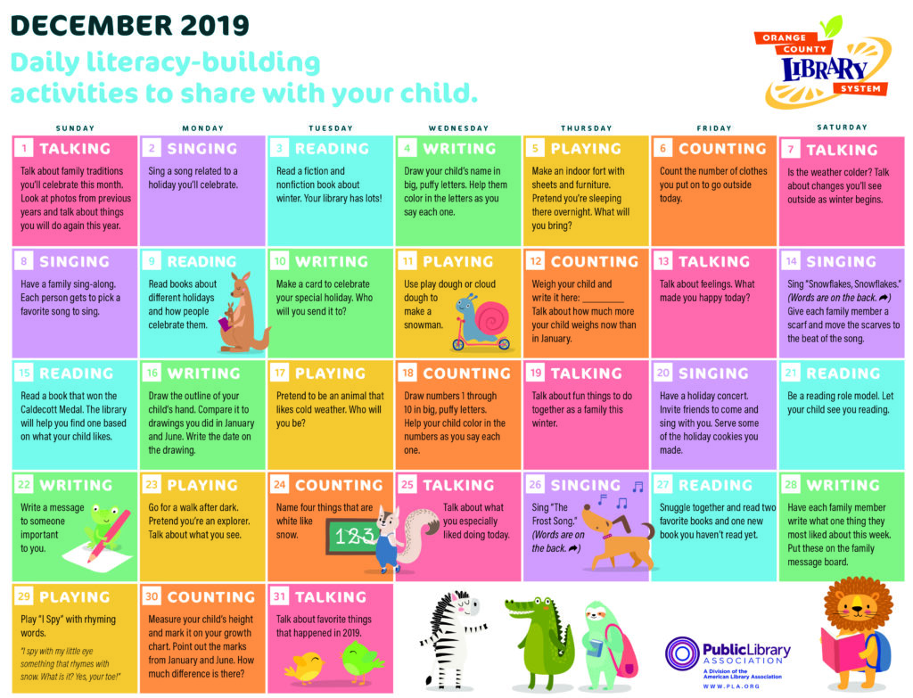 #OCLSReads: Early Childhood Literacy Calendars - Orange County Library ...