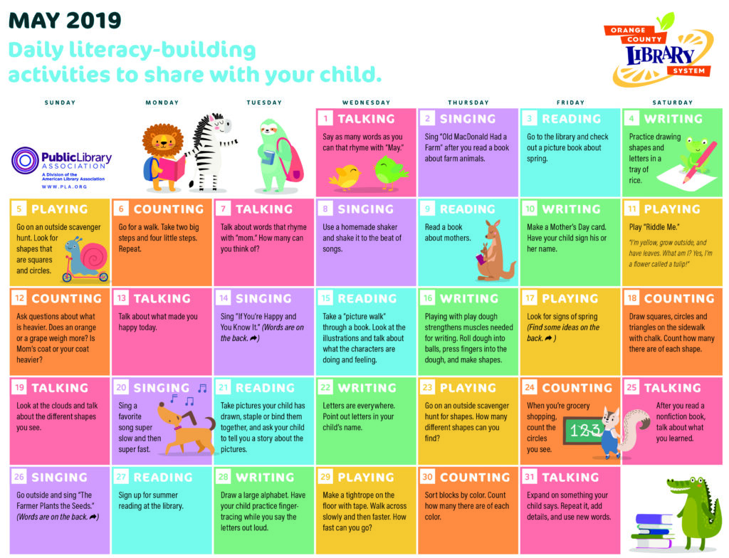 #OCLSReads: Early Childhood Literacy Calendars - Orange County Library ...