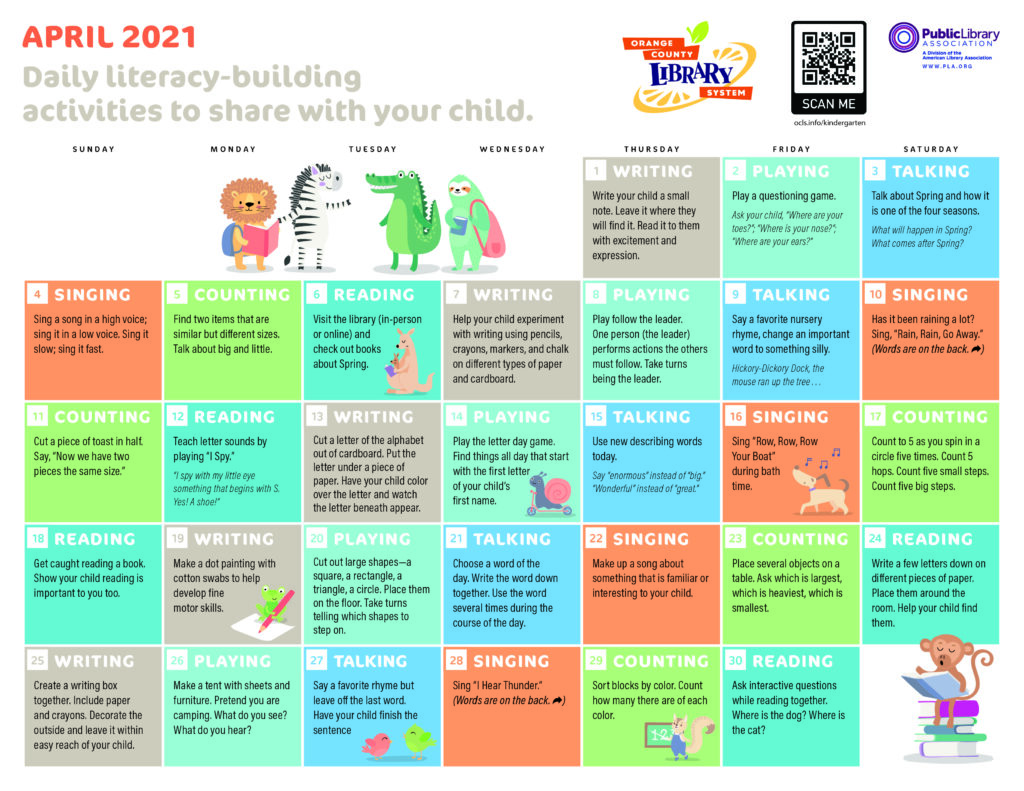 #OCLSReads: 2021 Early Childhood Literacy Calendars - Orange County ...