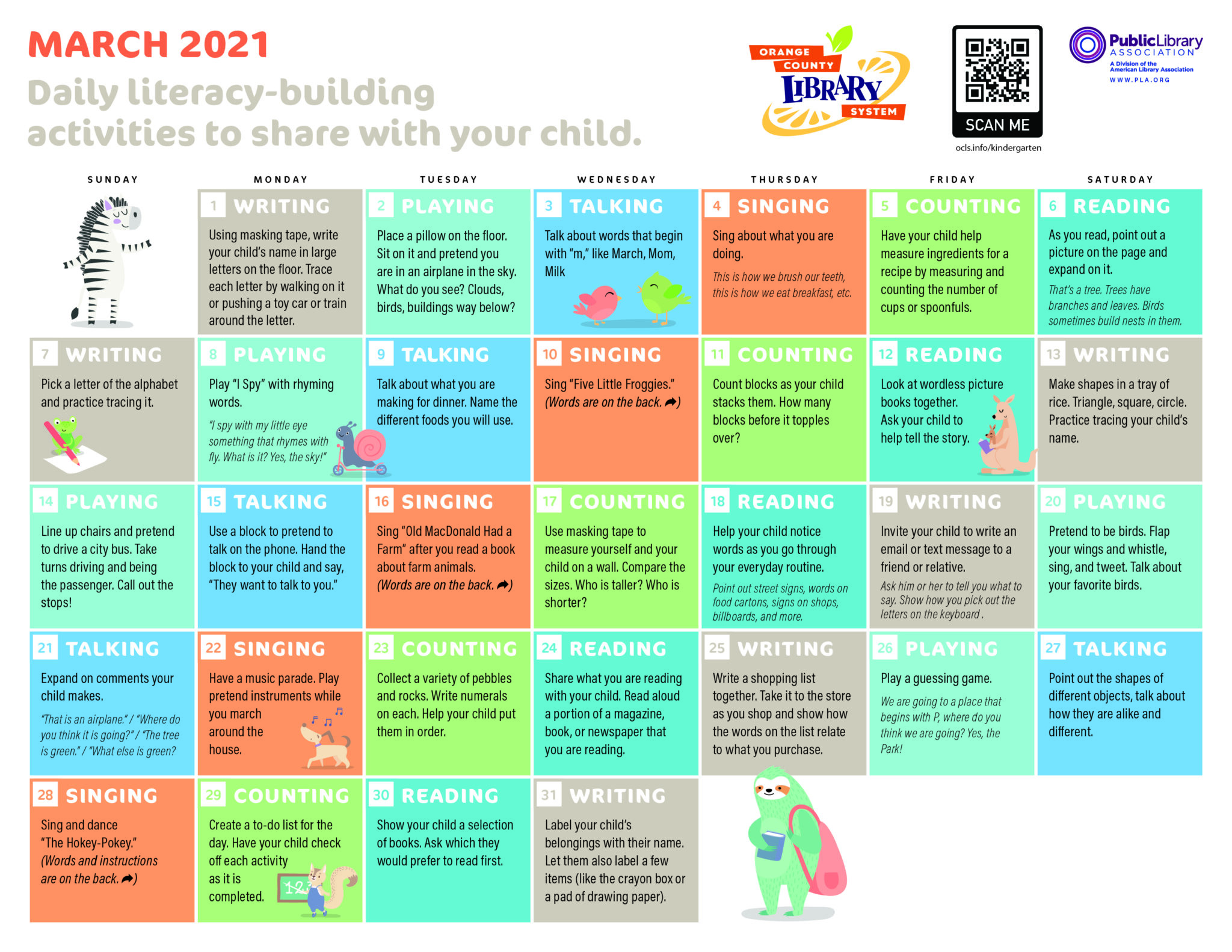 #OCLSReads: 2021 Early Childhood Literacy Calendars - Orange County ...